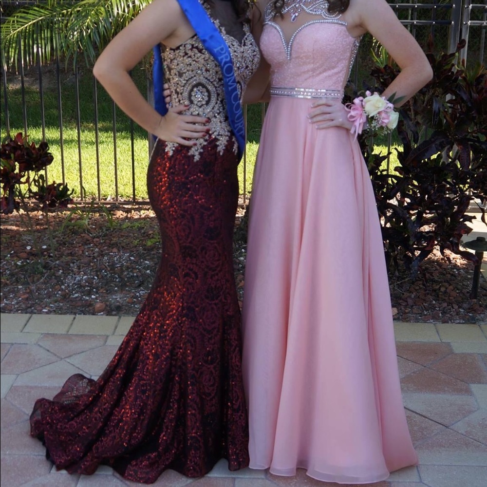 Red, Black, And Gold Prom Dress - Gem